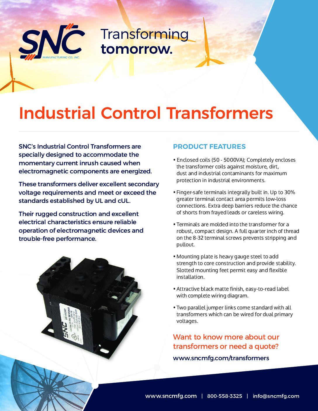 Industrial Control Transformers | SNC Manufacturing